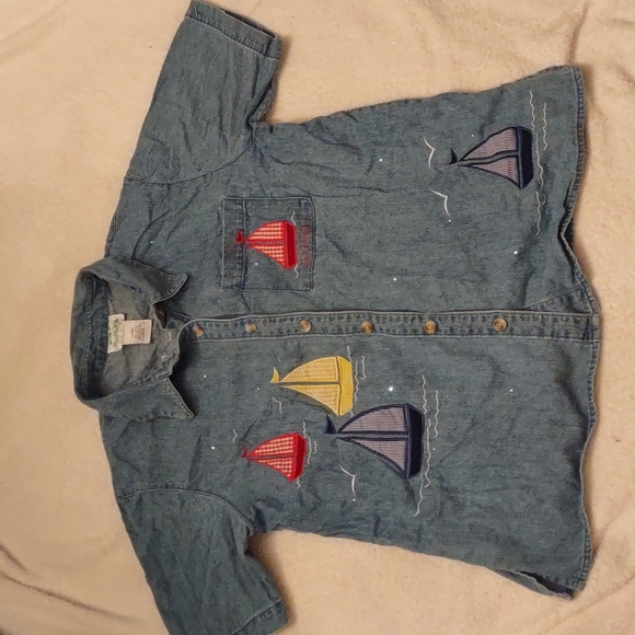 the quacker factory | Tops | Vintage Quacker Factory Denim Button Down ...